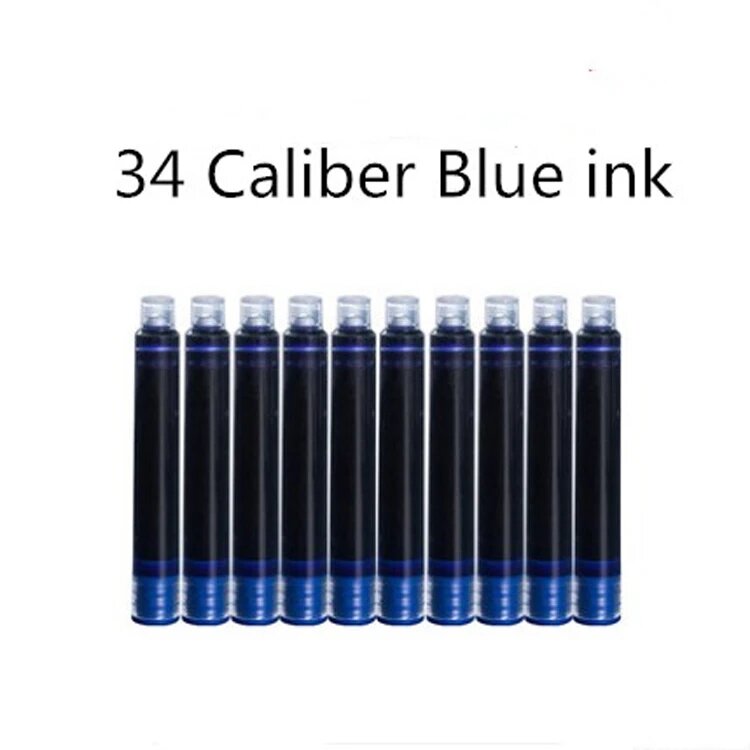 10шт. картриджей для перьевой ручки 34 Caliber Blue ink, темно-синий
