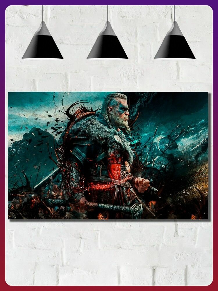 Картина интерьерная на рельефной доске игры Assassin's Creed (ассассинс крид, вальхалла, PS, Xbox, PC, Switch) - 62412323