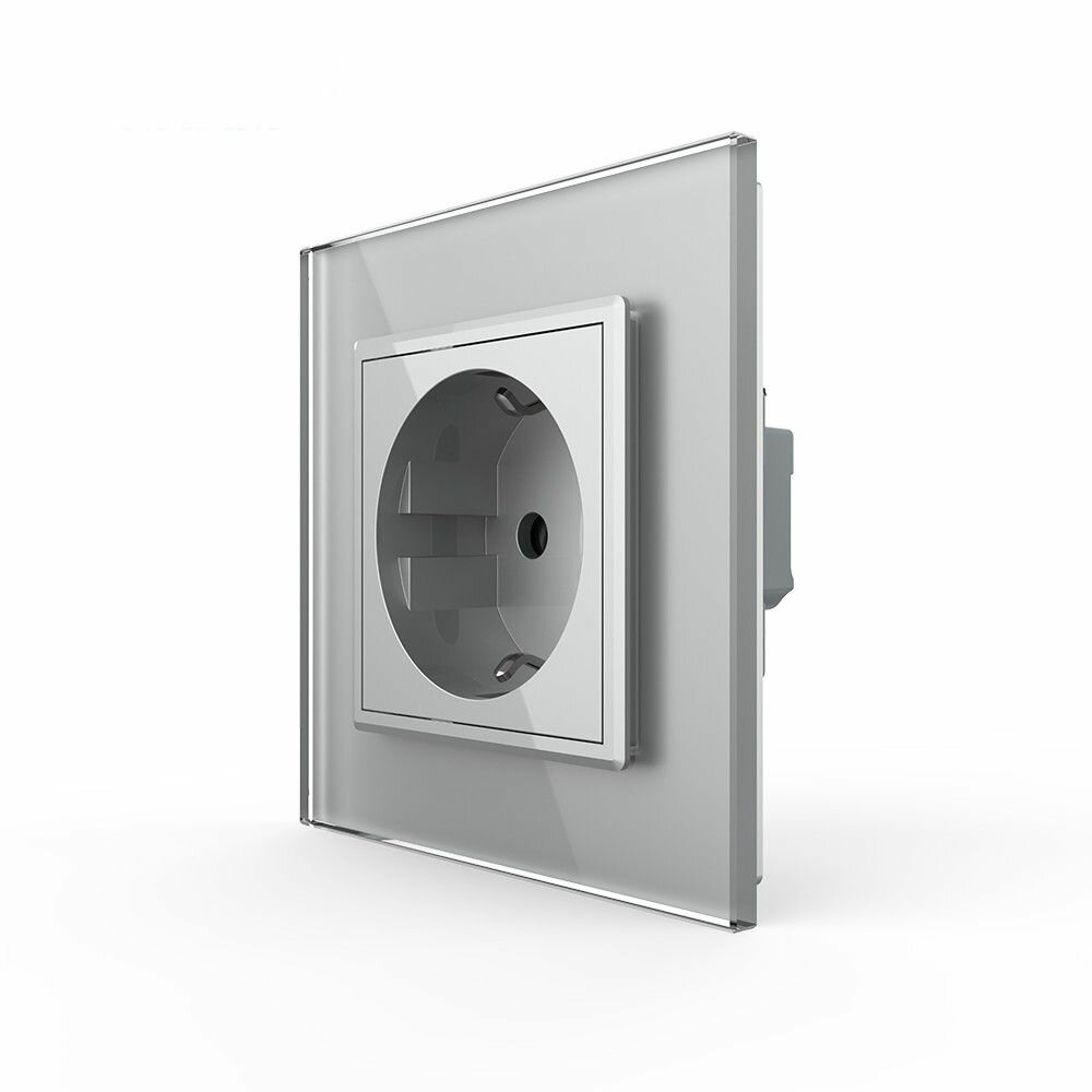 Розетка LIVOLO Original VL-C7TC16A-2IPS01, комплект с рамкой, 16A, 1 пост, с зажимами, серая надёжность и стиль в одном