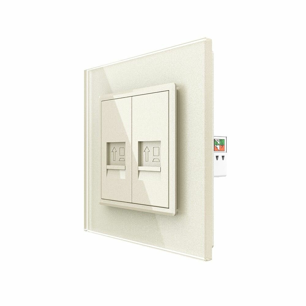 Комплект двойной интернет-розетки RJ-45 Cat.6 LIVOLO VL-C792C-14 ORIGINAL, жемчуг, скрытый монтаж