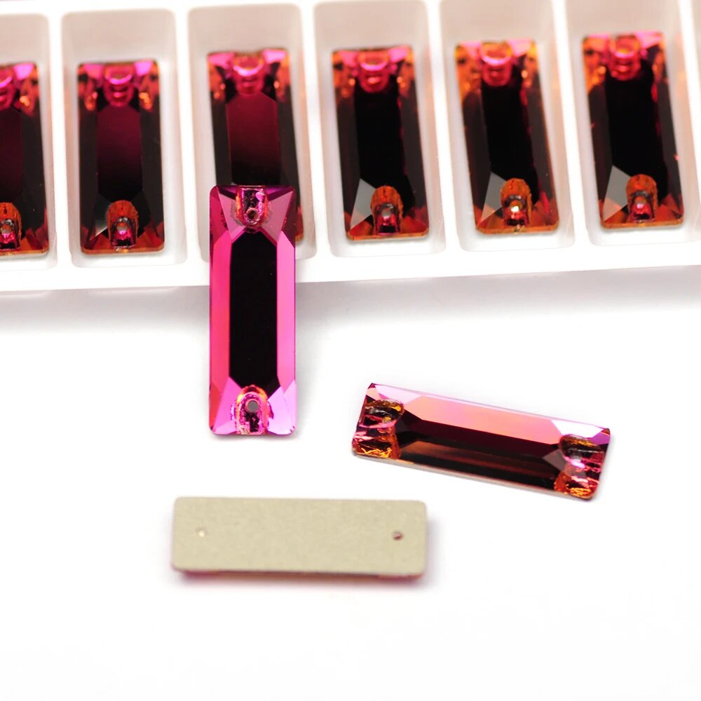 Стразы багет розовые Fuchsia 6x18mm 28шт