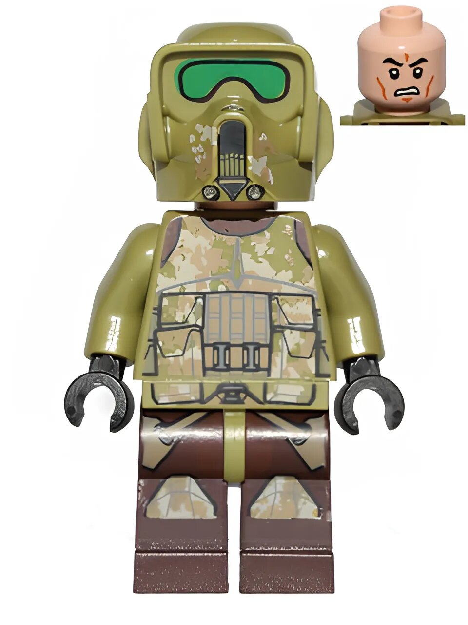 Минифигурка Lego Star Wars Clone Scout Trooper, 41st Elite Corps (Phase 2) - Kashyyyk Camouflage, Scowl sw0518 N