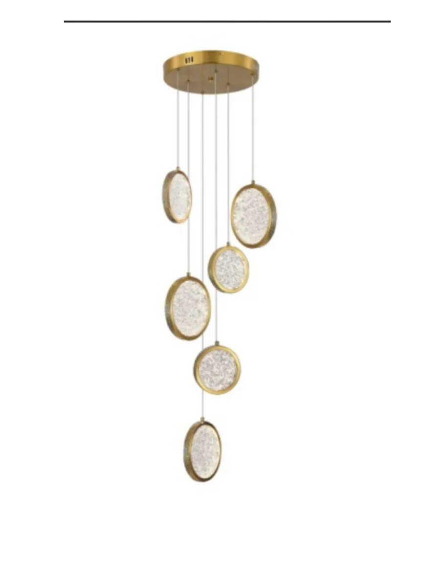 Люстра newrgy lighting D2061-DW-6BRASS, латунь, прозрачный кристалл, цоколь LED, 43 Вт, свет нейтральный белый, для гостиной