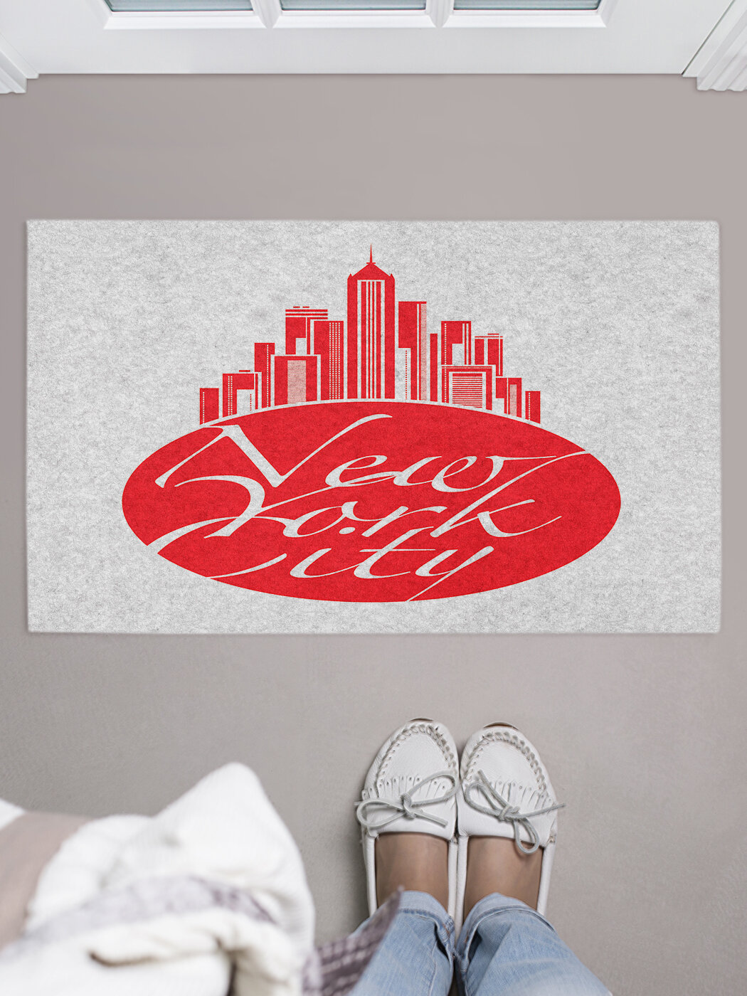 Коврик придверный в прихожую с принтом "Город Нью-Йорк" 45x75 см , JoyArty