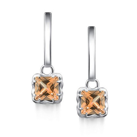 Серьги, серебро, 925 проба, морганит