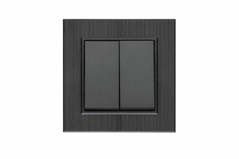 Выключатель 2-клав. Karea LINE STAR дым. металлик Makel 86050003