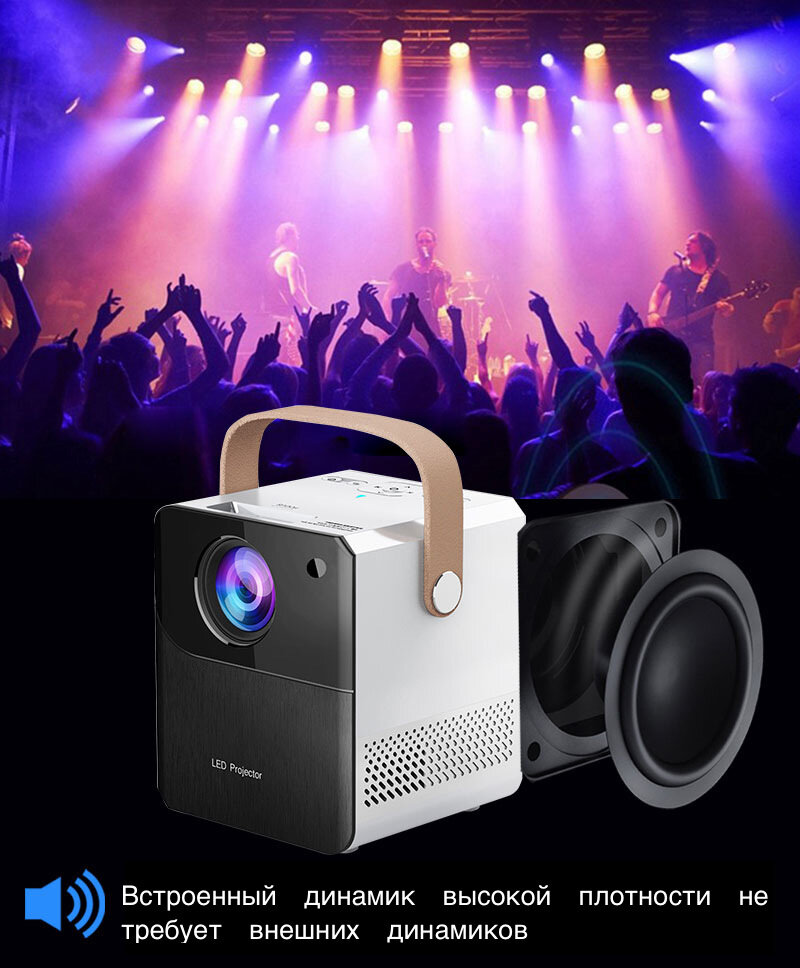 Проектор Android, 48Вт, DLP, LED + Laser, поддержка русского языка, Bluetooth, Wi-Fi