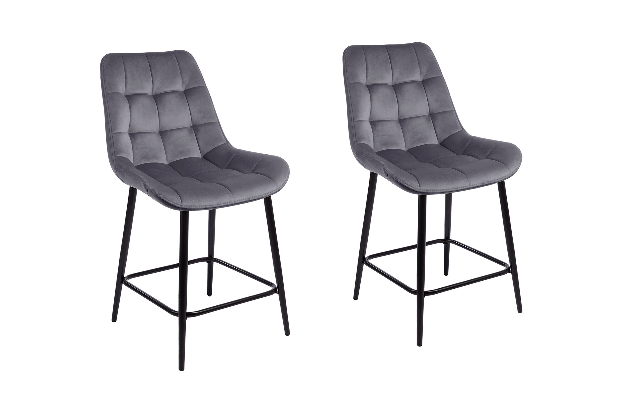 Комплект стульев полубарных Нонтон AV 405, 2 шт, 51х105х58 см, поворотный, черный муар / велюр серый