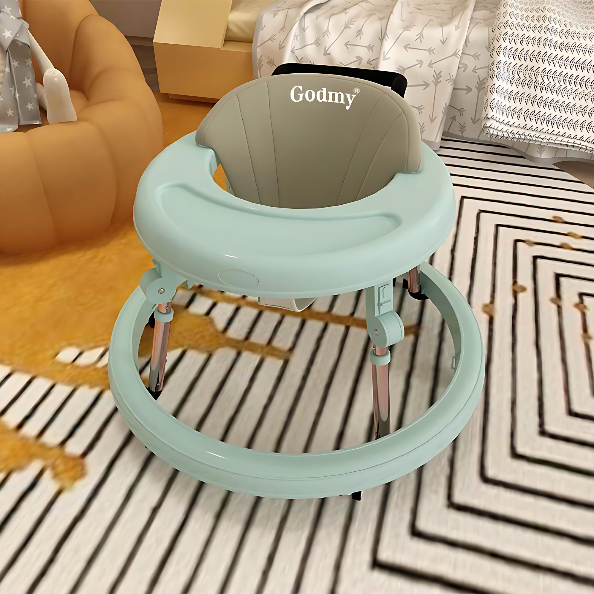 Ходунки детские для мальчиков и девочек складные, каталка для малышей ，зеленый