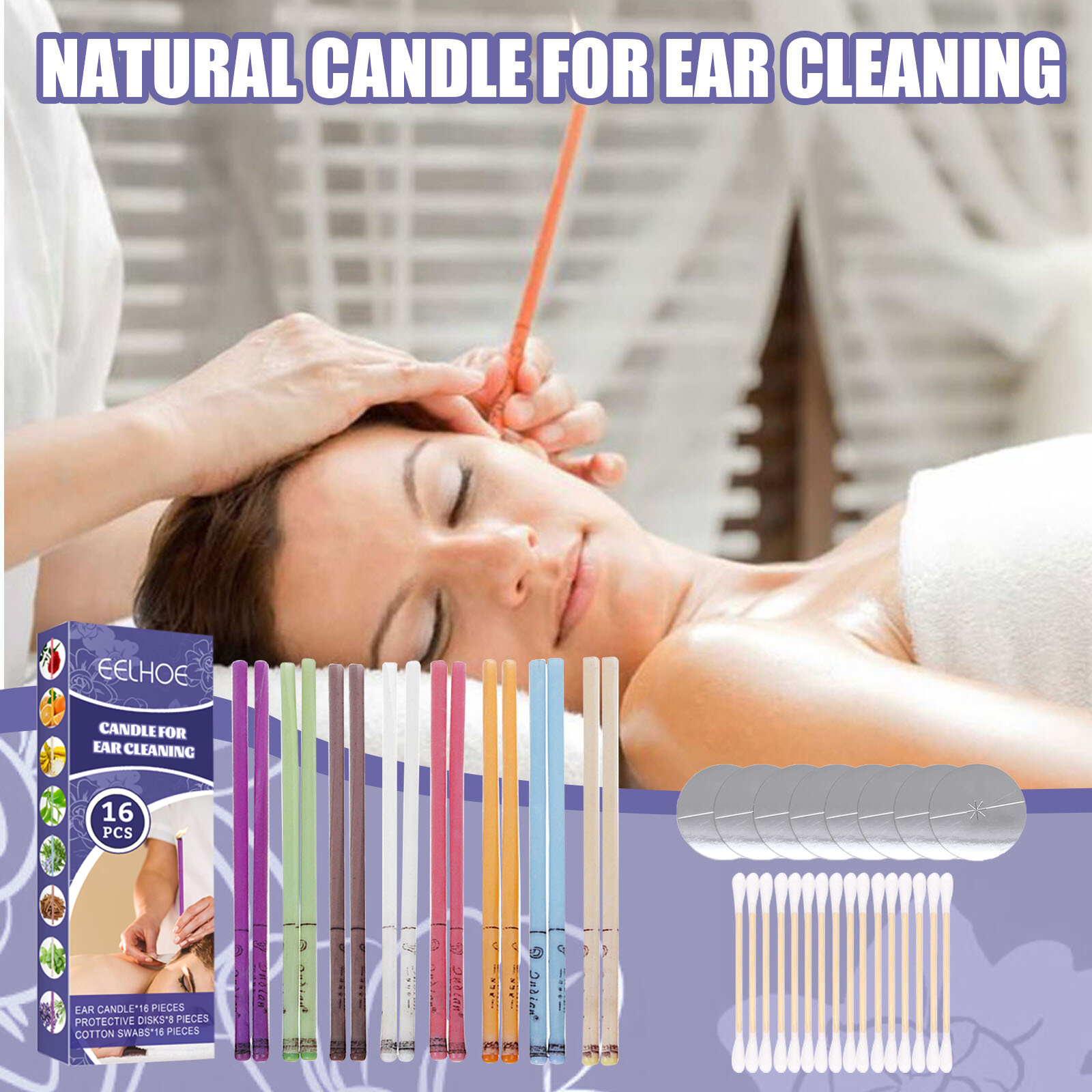 Набор ушных свечей для ароматерапии ушной серы relax body care beauty home со штекерной прямой ушной свечой