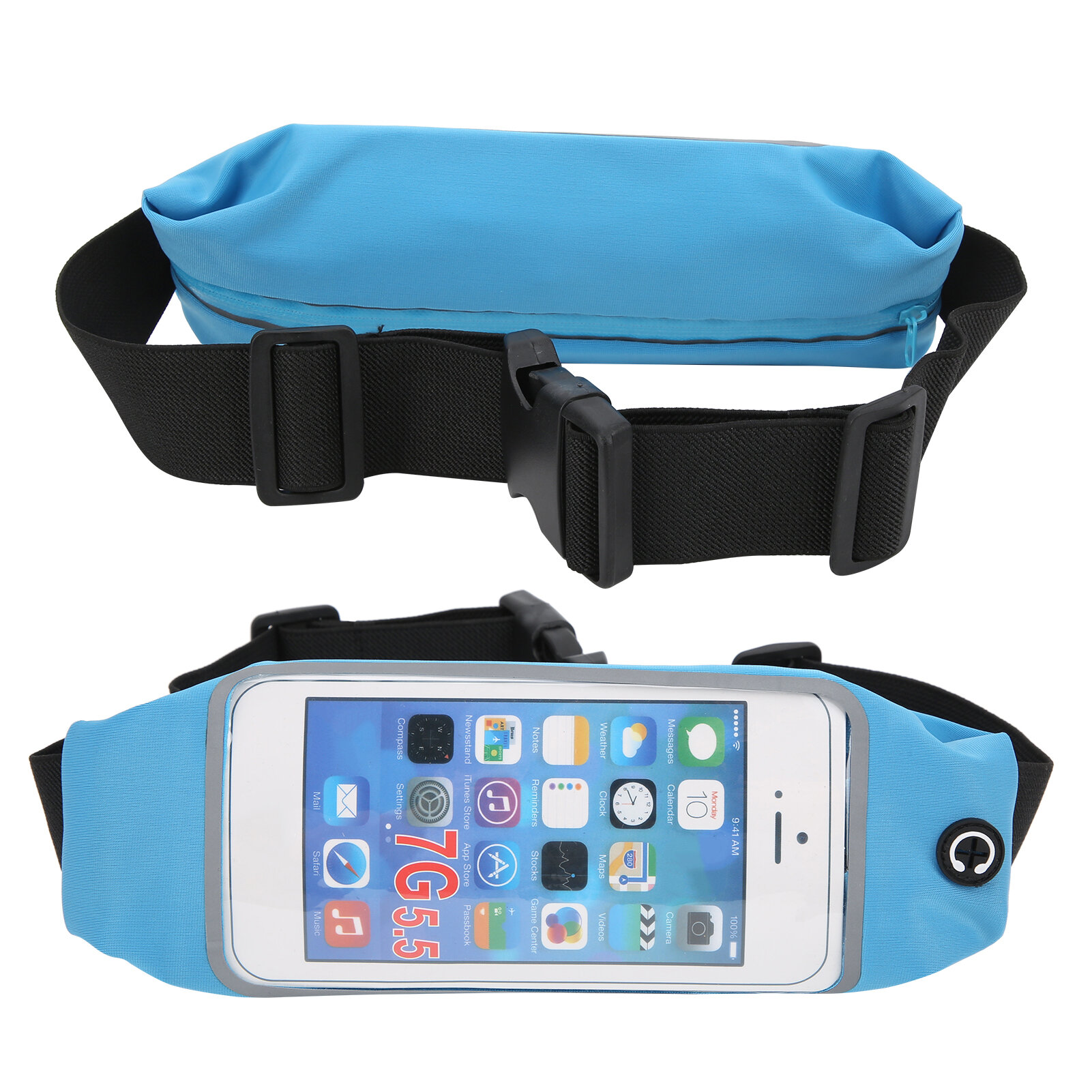 Водонепроницаемая поясная сумка для телефона с сенсорным экраном, спортивная поясная сумка для бега, противоугонный пояс для телефона (синий)