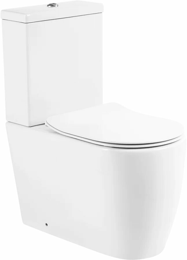 Унитаз-компакт напольный BelBagno Marino BB105CPR BB2034SC с микролифтом, безободковый, антивсплеск, фарфоровый, белый, глянцевый, овальный, с нижним подводом, сиденье для унитаза в комплекте