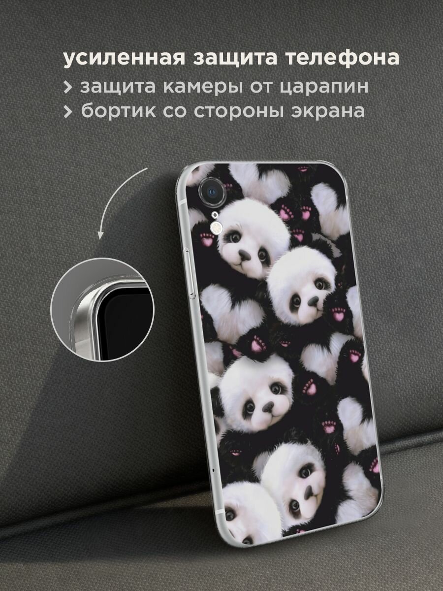 Силиконовый чехол на Apple iPhone XR / Айфон XR с принтом "Море панд" — фото 1