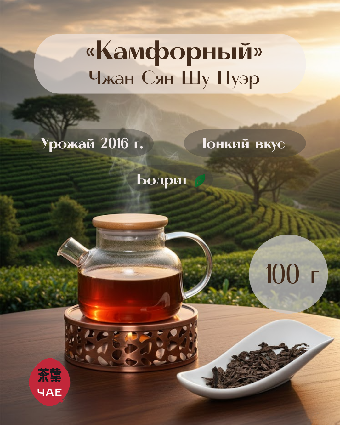 Пуэр ШУ китайский чай рассыпной Чжан Сян «Камфорный» ЧаЕ, 100 г