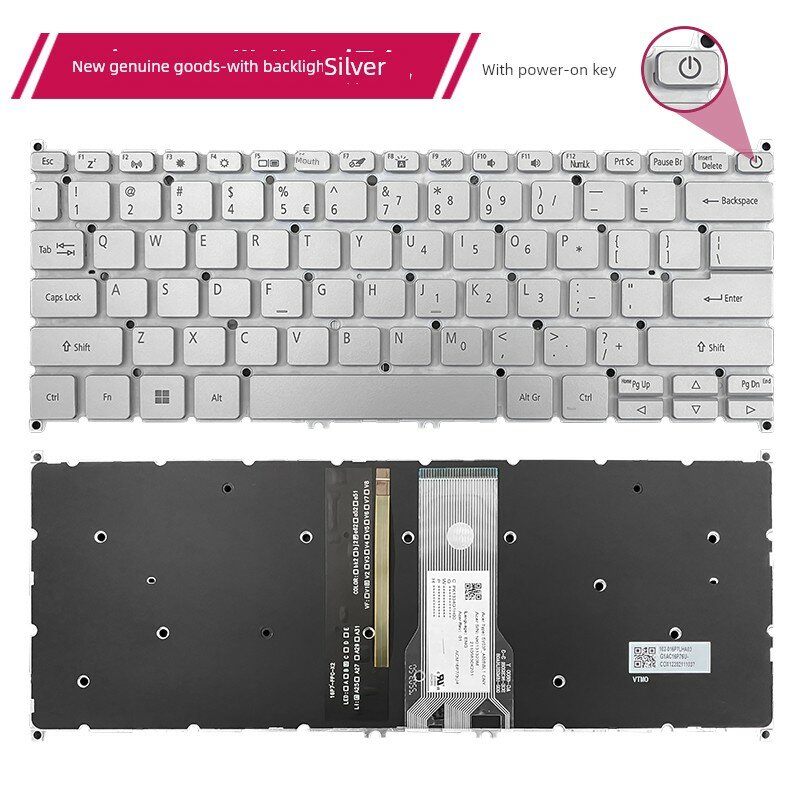 Подходит для клавиатуры Acer SF314-54G/55G/56G/57G/41G/510G N17W6 N17W7 N18P1 Новый, оригинальный, серебристый, с