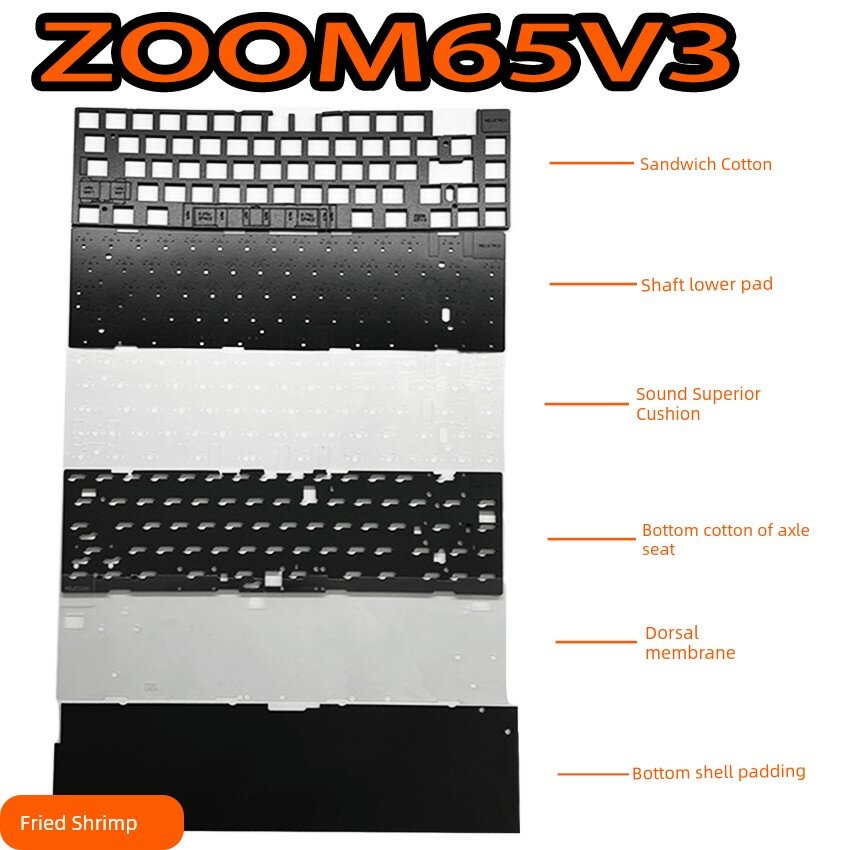 Клавиатура ZOOM65V3: специализированный звуковой модуль, подкладка из хлопка PORON, хлопковая подложка PET, звуковой