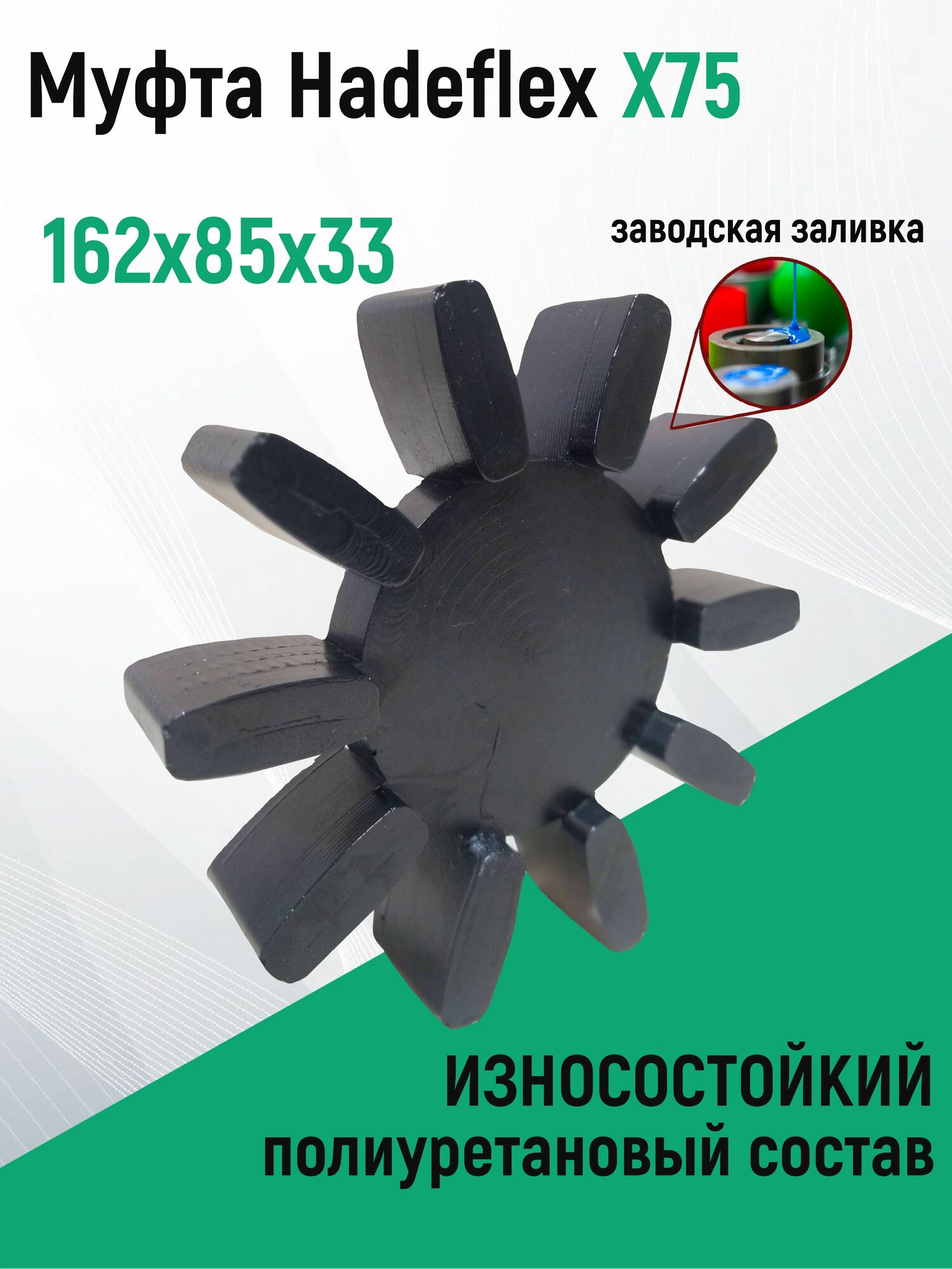 Вставка Hadeflex Х75 упругой муфты 162х85х33 PU 10 лучей