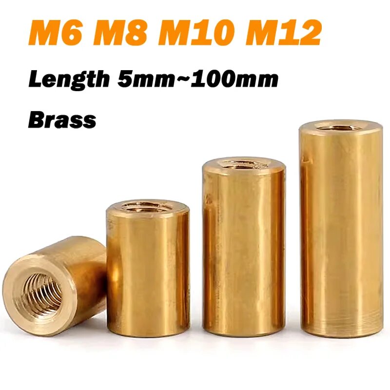 Медные удлиненные круглые гайки M6 M8 M10 M12 5-100 мм M8x100x13mm-1Pcs