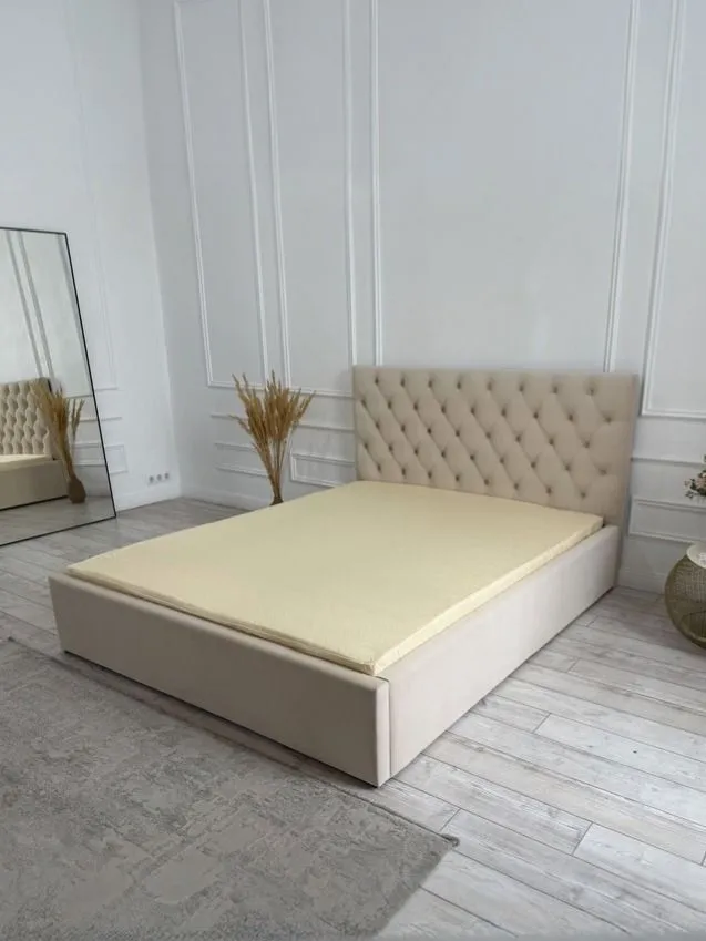 Кровать 120х200, Софа, с подъемным механизмом, ортопедеческим основанием и ящиками для белья, Светло-бежевая