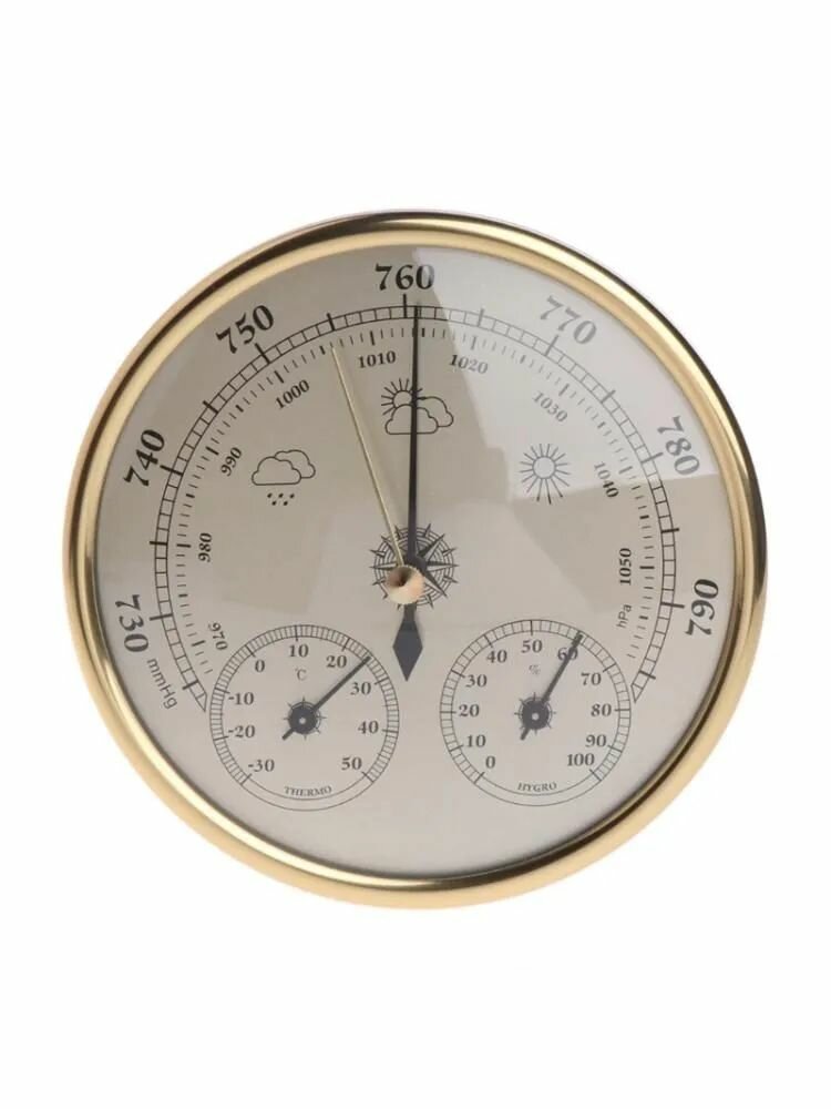 Три в одном переносном барометре давления влажности домохозяйства для подвешивания или размещения на