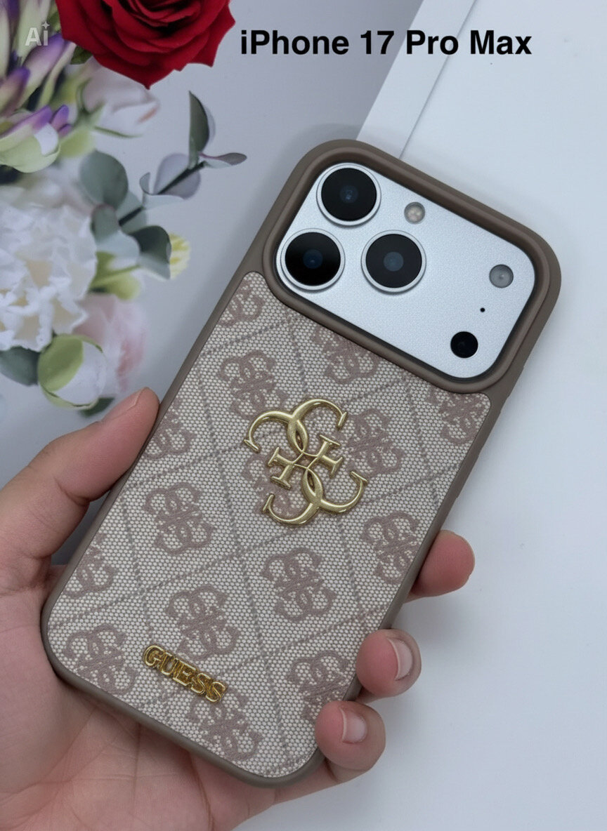 Чехол Guess на iPhone 17 Pro max, из экокожи 4G, с защитой камеры , розовый