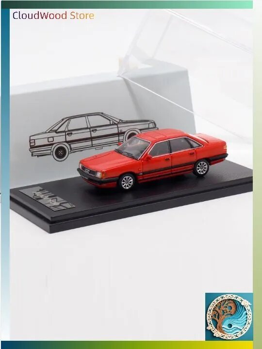 Эксклюзивная модель Audi 100 1/64, красного цвета из металлического сплава