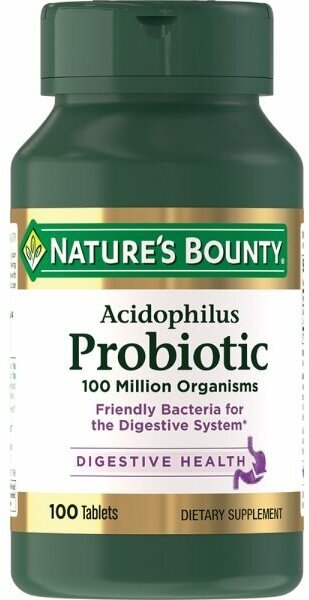 Nature's Bounty Ацидофилус пробиотик таблетки 200мг N100