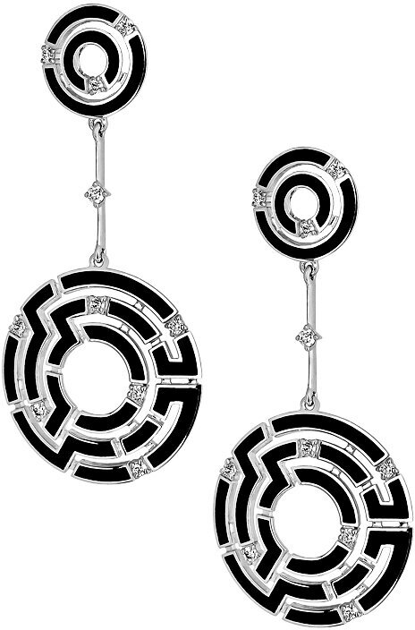 Серьги, белое золото, 750 проба, бриллиант