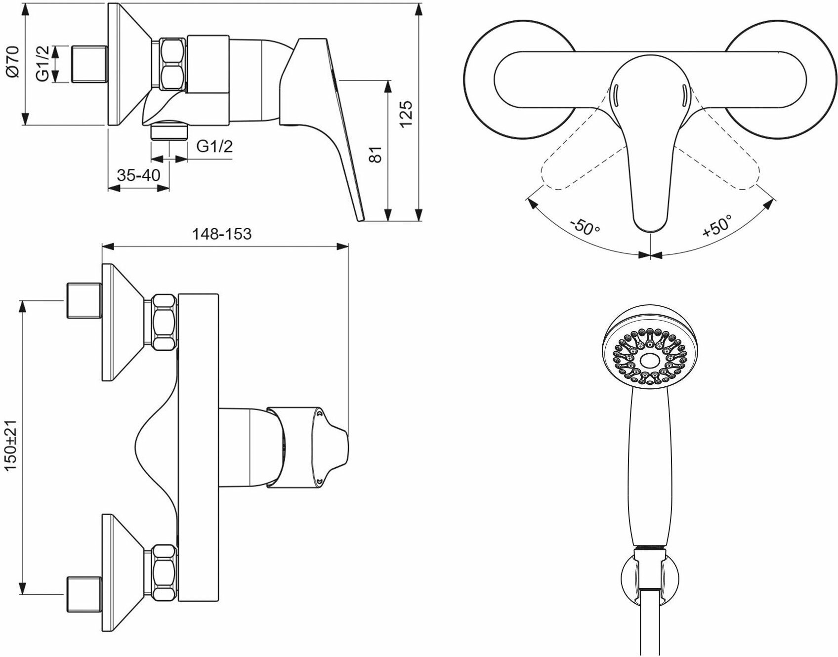 Смеситель Vidima Next BA370AA для душа