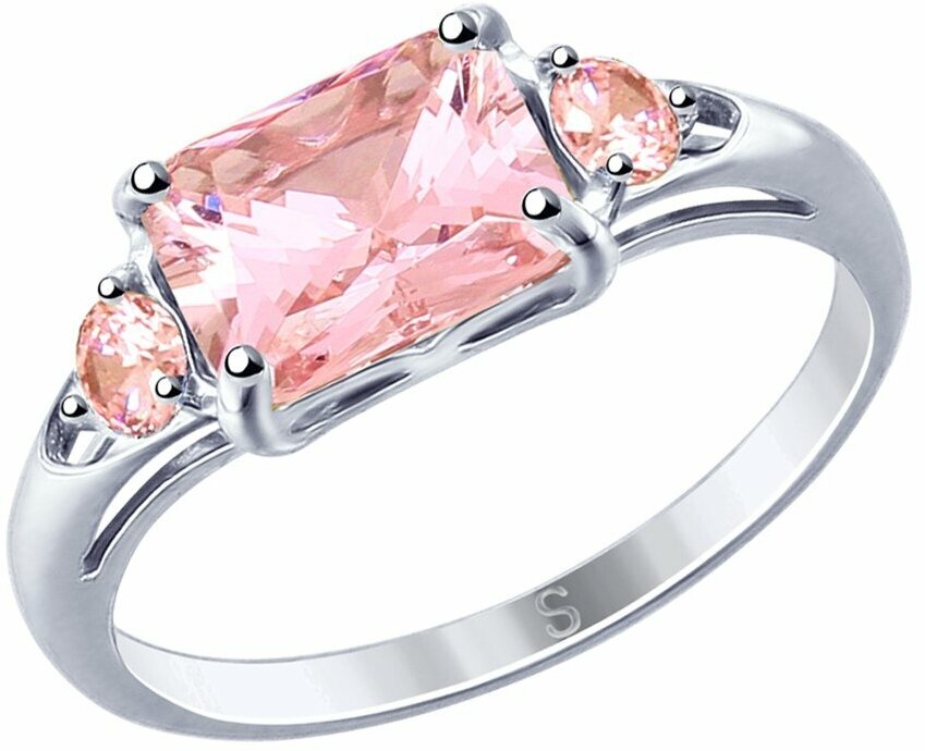 Кольцо, серебро, 925 проба, фианит