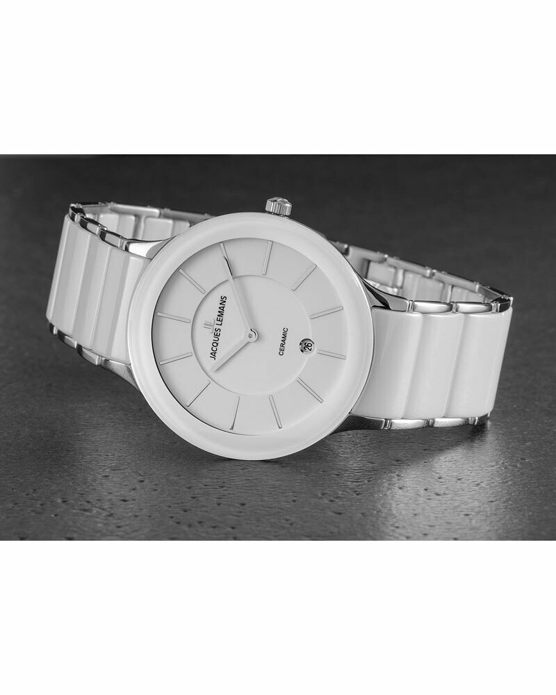 Наручные часы JACQUES LEMANS High Tech Ceramic, белый/серебряный — фото 1