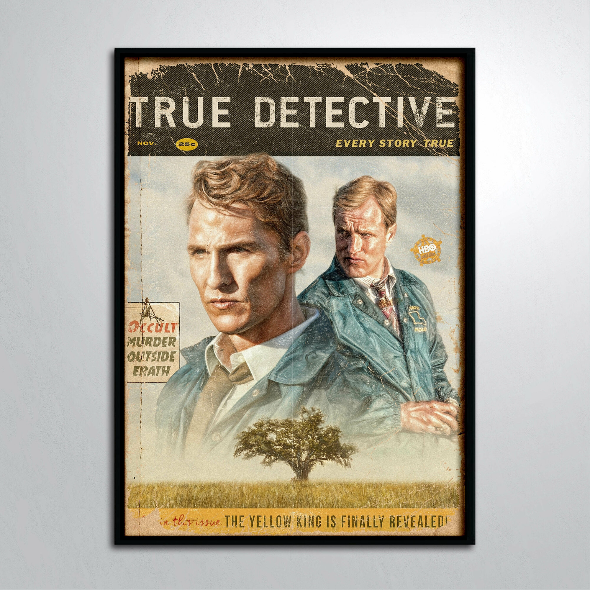 Постер без рамы/Настоящий детектив Обложка Винтаж True Detective (А2/420х594)