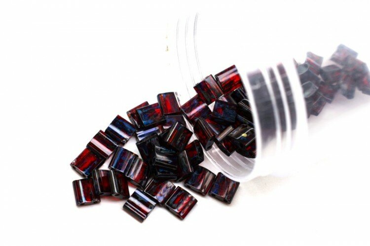 Бисер японский MIYUKI TILA #4504 гранат, прозрачный пикассо, 5 грамм