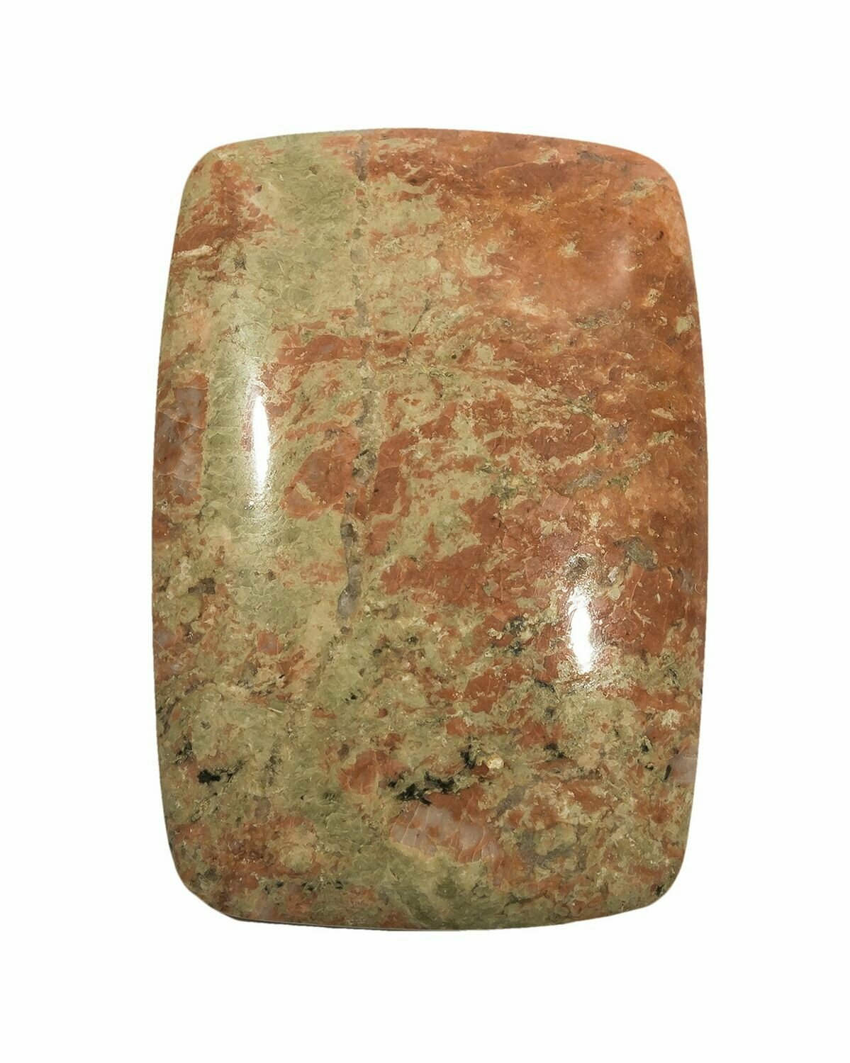 Кабошон из унакита размером 47х33х7 мм.