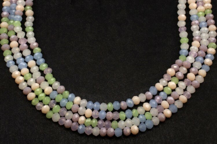 Бусина стеклянная Рондель 3х2,5мм, ассорти цветов, 501-121, 1 нить (около 177шт)