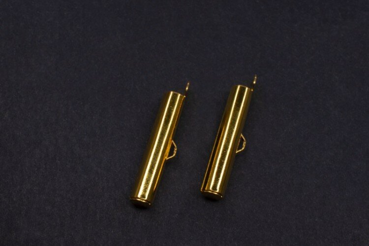 Концевик-трубочка с петелькой 26х5мм, внутренний диаметр 4мм, отверстие 1х2 мм, цвет золото, латунь, 04-029, 2шт