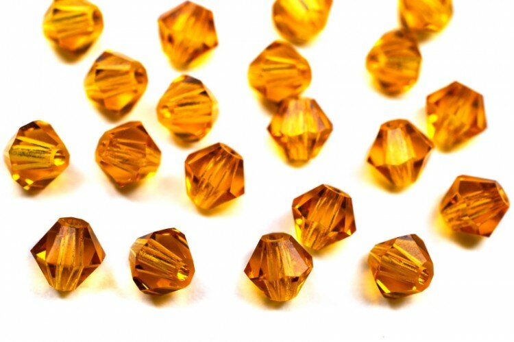 Бусины биконусы хрустальные 5мм, цвет TOPAZ, 750-002, 10шт
