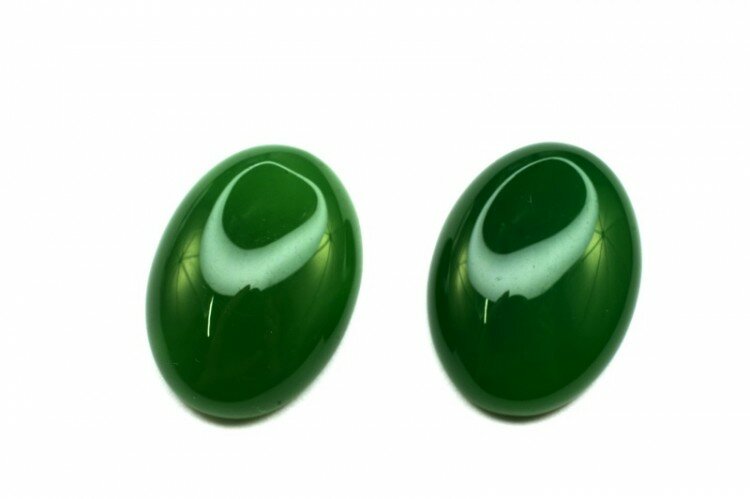 Кабошон овальный 25х18мм, Агат, оттенок зеленый, 2003-001, 1шт