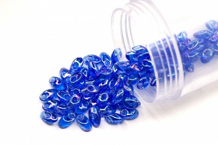 Бисер японский MIYUKI Long Magatama #0261 сапфир, радужный прозрачный, 10 грамм