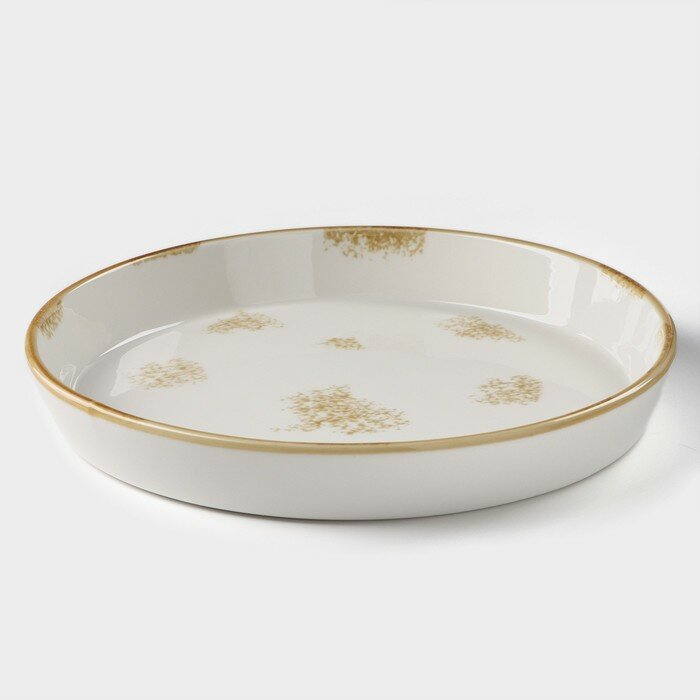 Форма для запекания Доляна Organic Gold, 1 л, d=24.5 см, фарфор, белая
