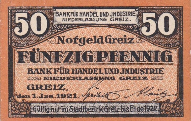 Германия (Веймарская Республика) Грайц 50 пфеннигов 1921 г. (Вид 3) (2)