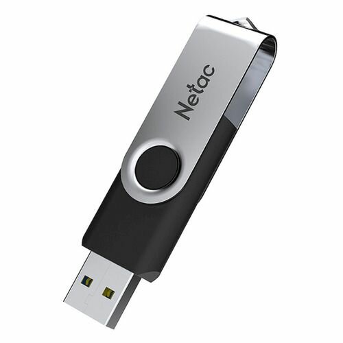 Флешка USB NETAC U505 64ГБ, USB3.0, черный и серебристый [nt03u505n-064g-30bk]