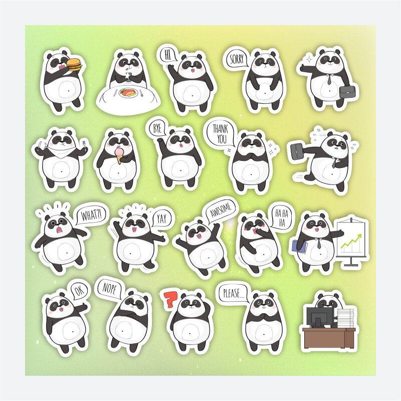 Наклейки-стикеры "Панда. Эмоции" 20шт.