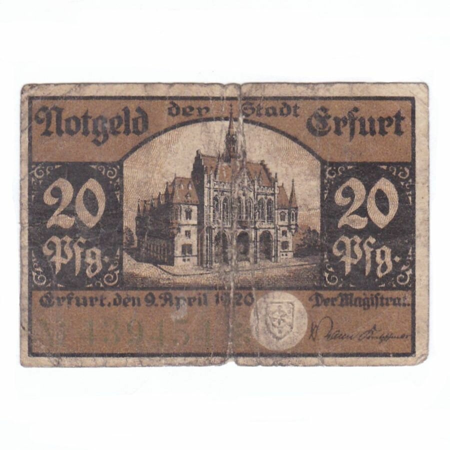 Германия (Веймарская Республика) Эрфурт 20 пфеннигов 1920 г.
