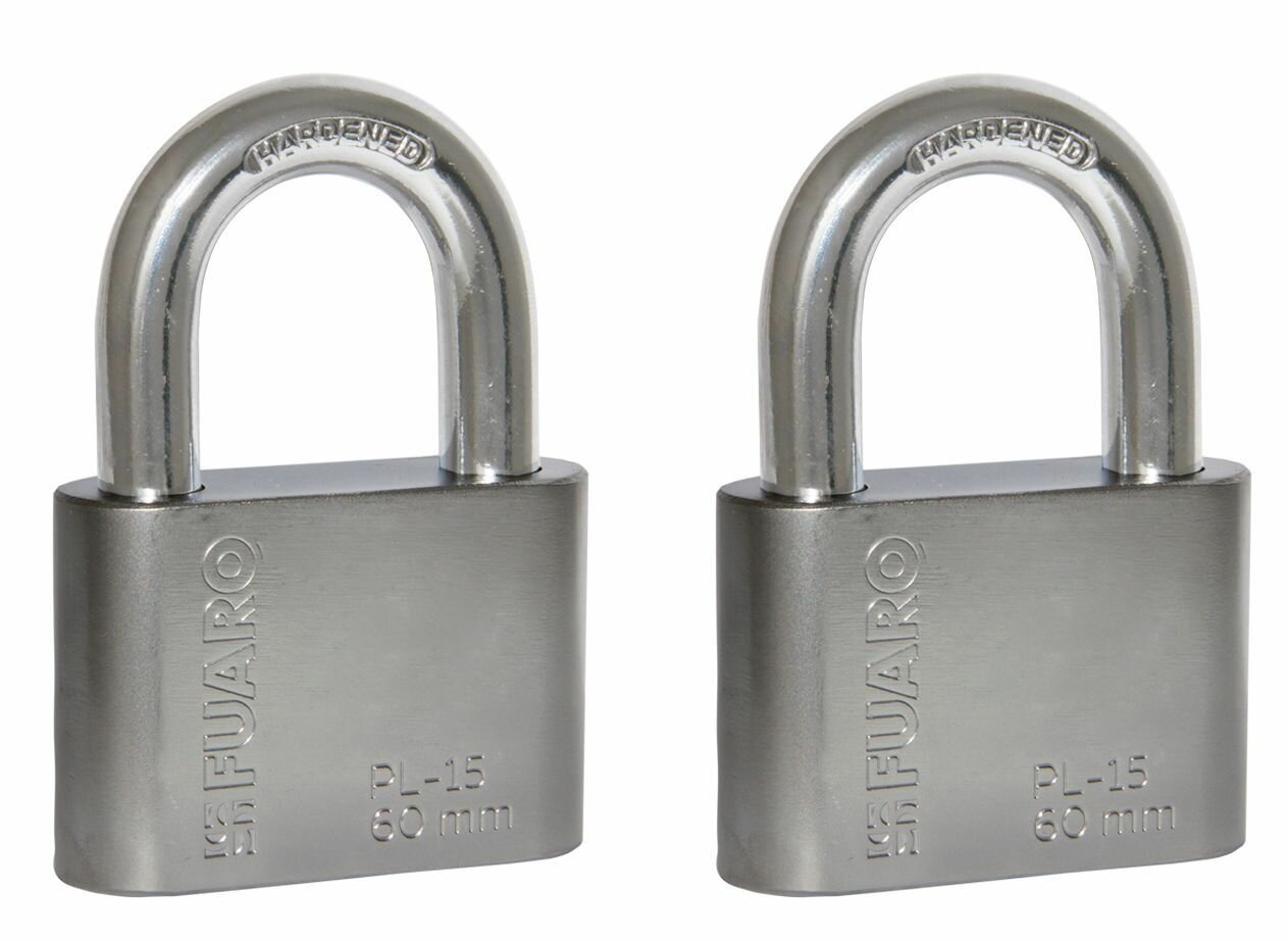 Замок навесной Fuaro (Фуаро) PL-15-50 Nickel диск. 4 ключа блистер (комплект 2 штуки)
