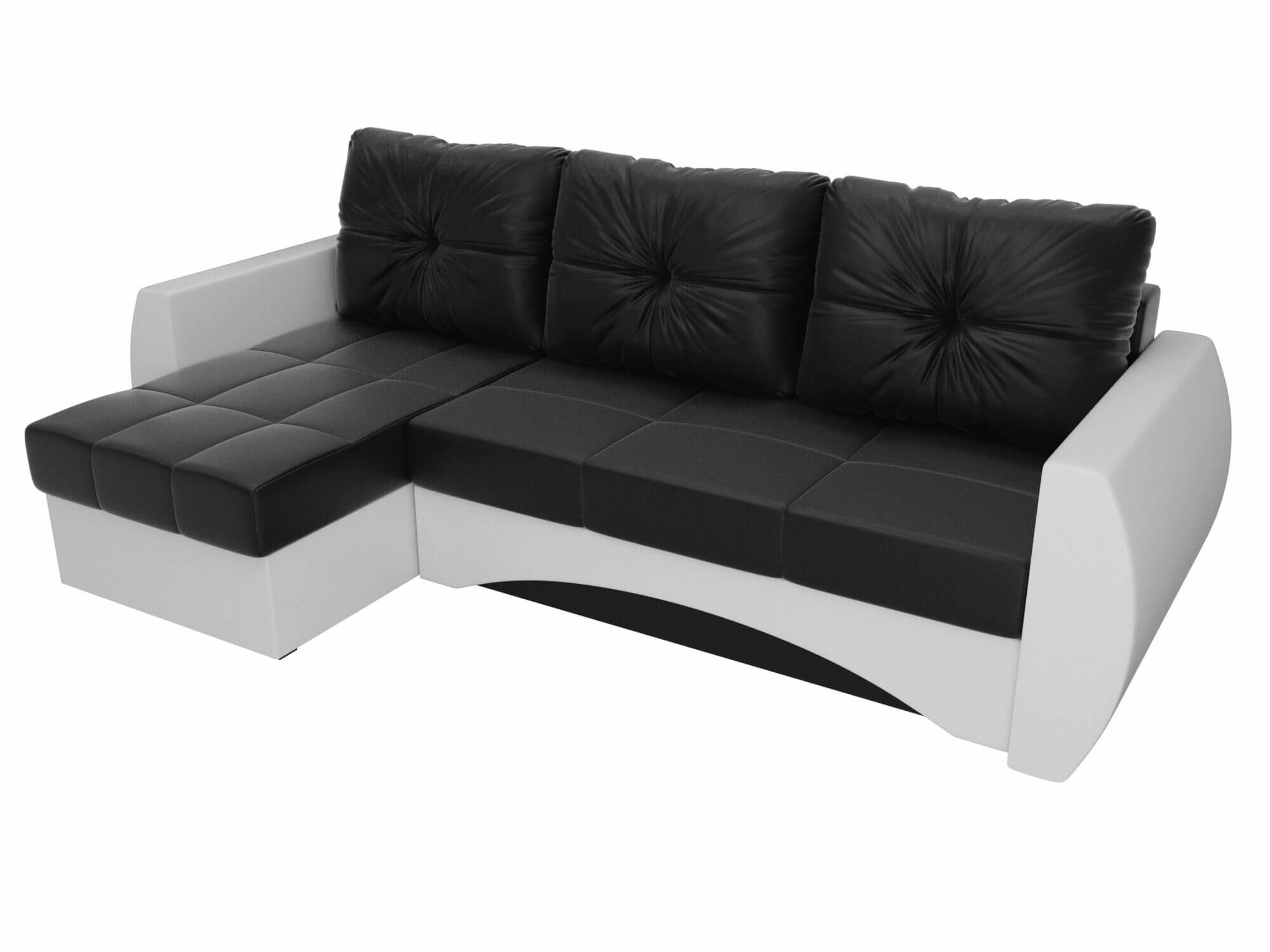 Artum Угловой диван Сатурн эко кожа черный белый левый