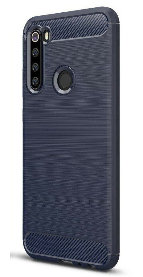 Накладка силиконовая для Xiaomi Redmi Note 8 под карбон и сталь синяя