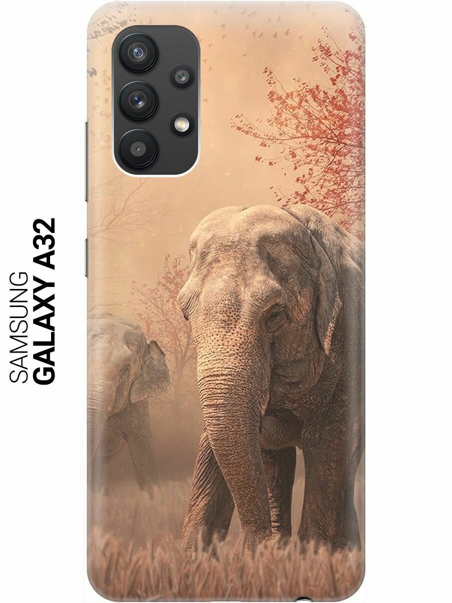 Силиконовый чехол на Samsung Galaxy A32, Самсунг А32 с принтом "Закатный песочный слон"