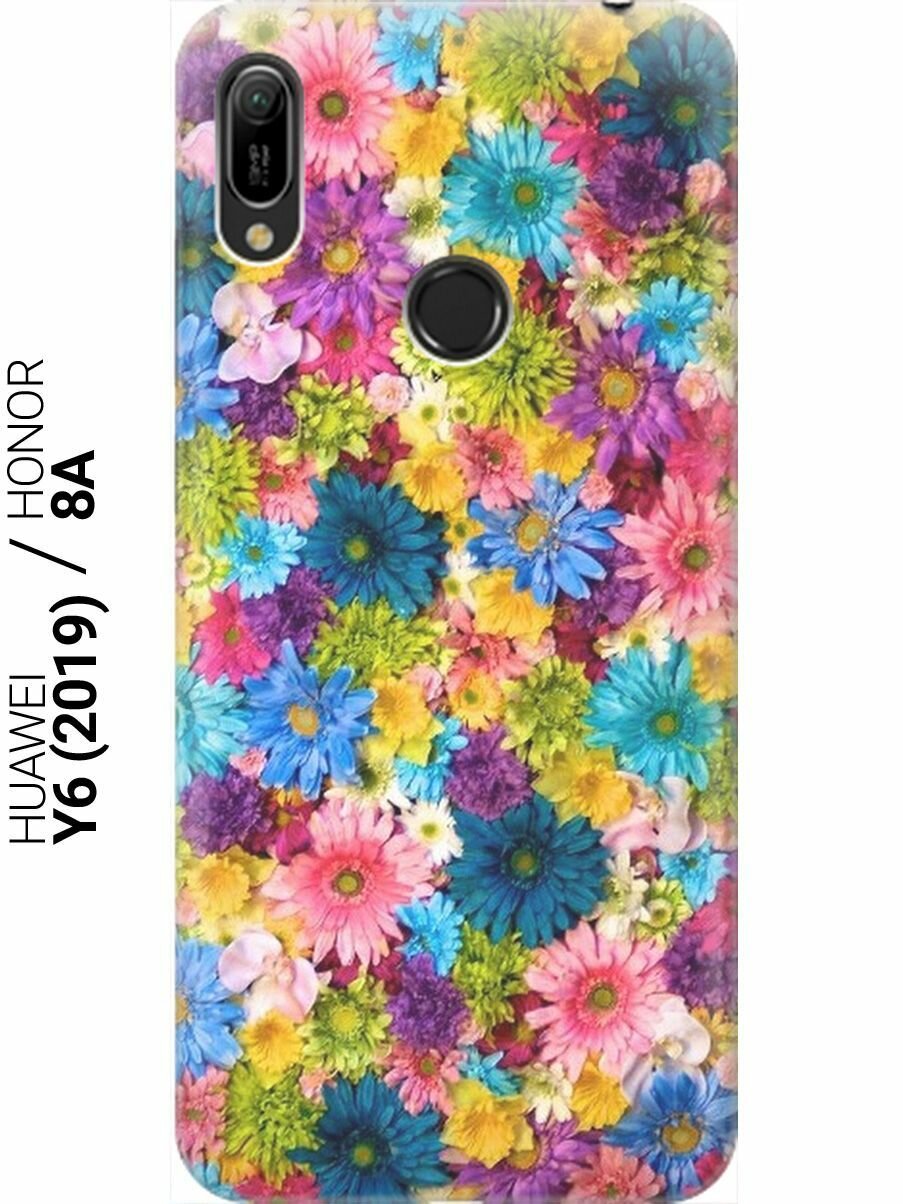 Силиконовый чехол на Huawei Y6 (2019), Y6 Prime (2019), Honor 8A, 8A Pro, Хонор 8а, Хонор 8а Про, Хуавей У6 2019 "Поле разноцветных цветов"