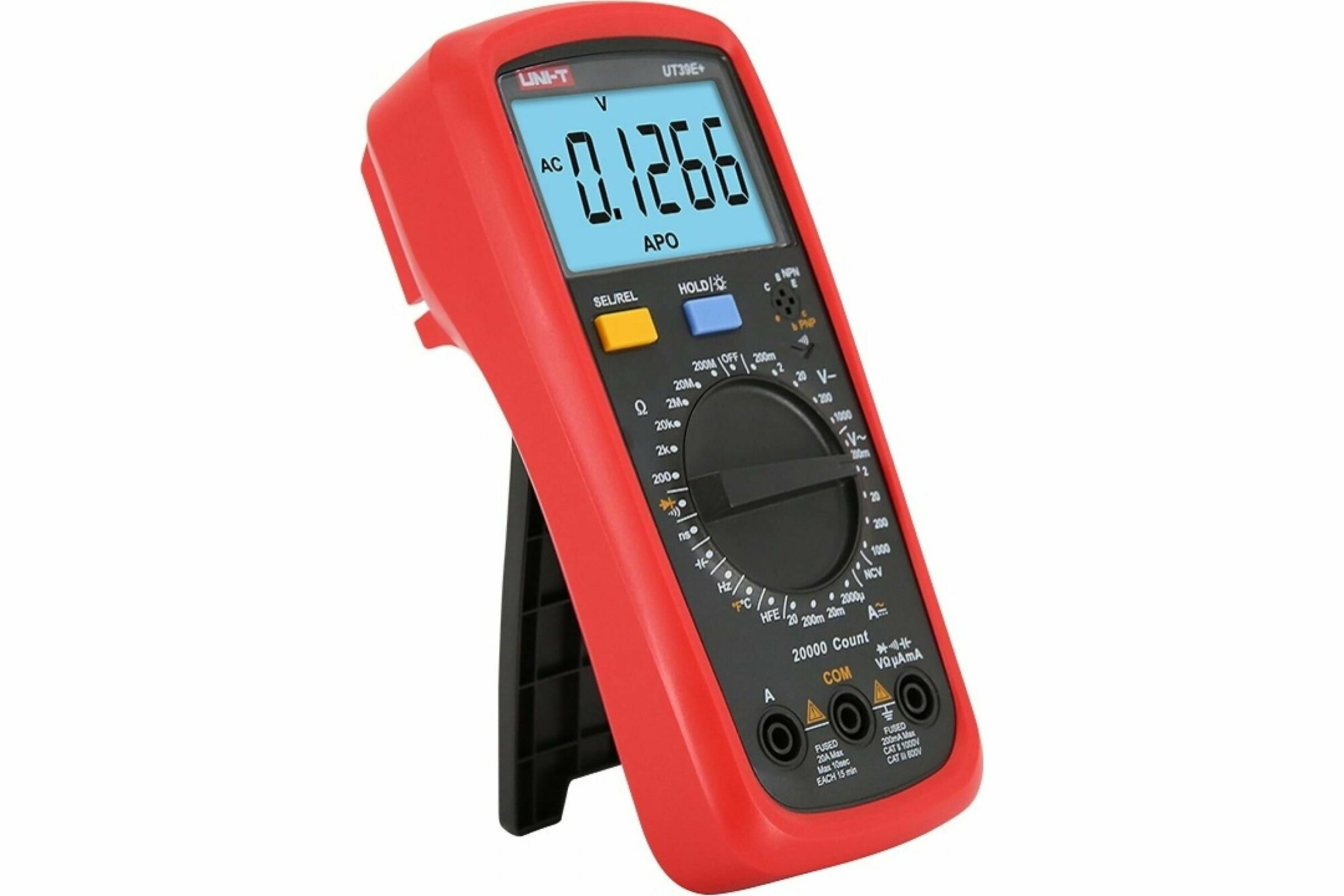 UNI-T мультиметр цифровой UT39E+ постоянный и переменный ток, подсветка дисплея, противоударный корпус — фото 1